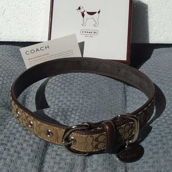 Coach | Dog | New Coach Brown Leather Jacquard Signature C Dog Pet ...